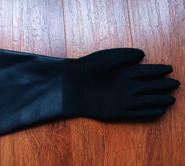 Sandblasting Gloves made of natural rubber with cotton knitted liner ...